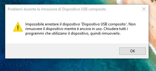 Risolvere il problema di 'il dispositivo è attualmente in uso' al momento dell'espulsione della ...